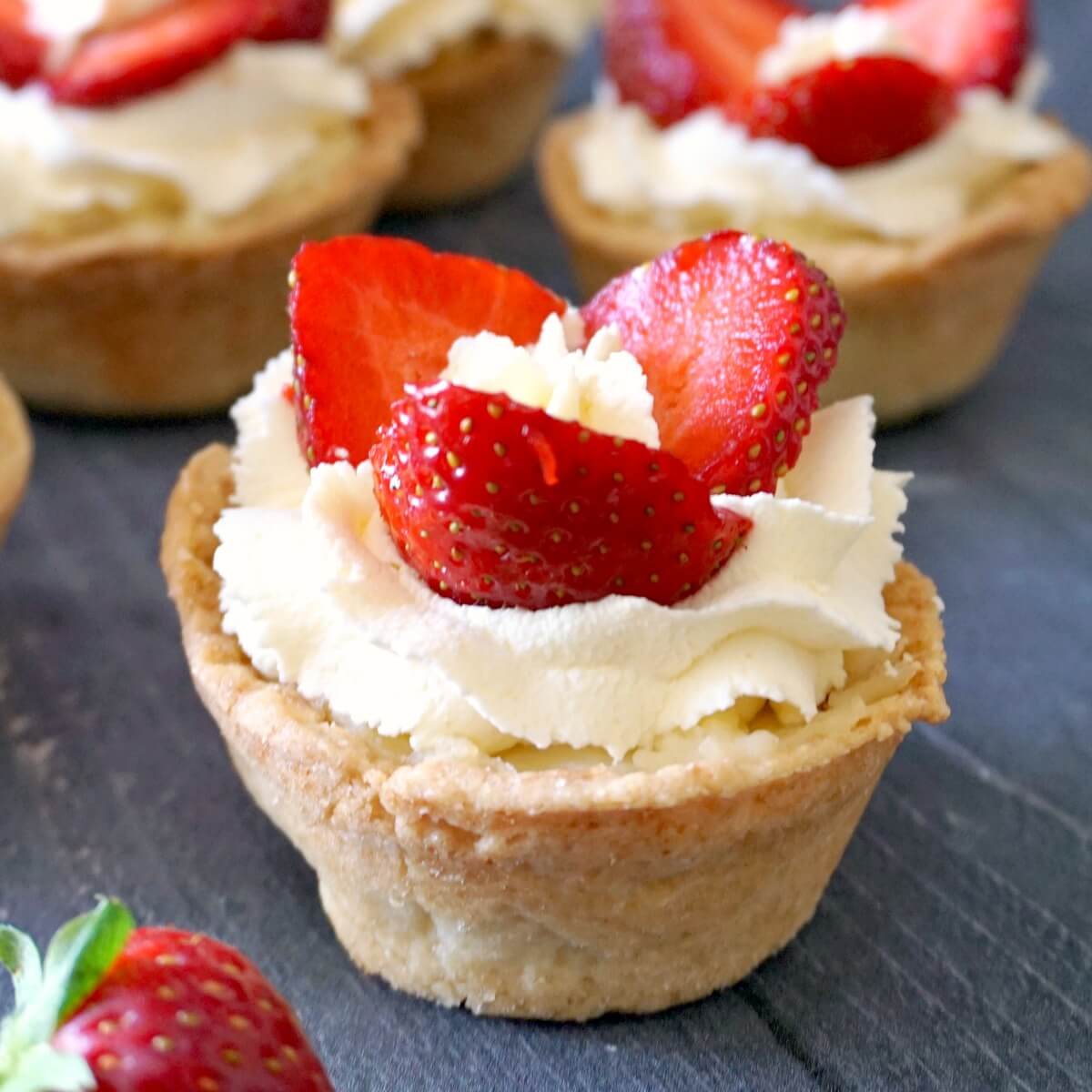 Mini Strawberry Tarts with Custard and Cream - My Gorgeous Recipes